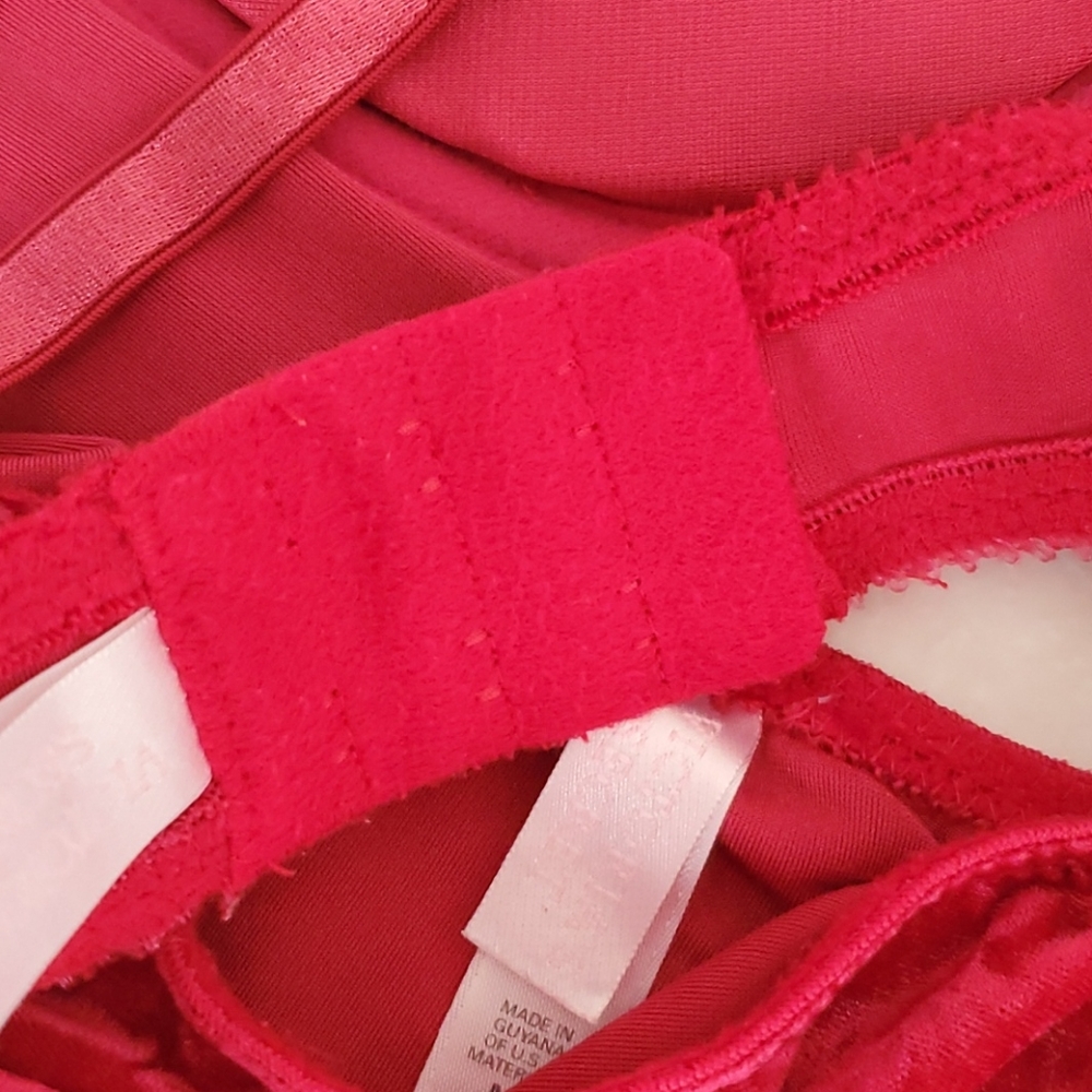 Victorias Secret Red Crushed Velvet Bra Set Gem